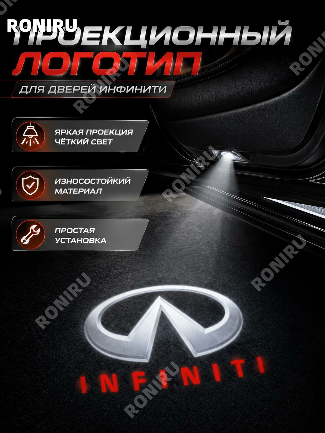 Проекционная подсветка двери Infiniti QX50 из экологичной смолы для Q50L Q70L QX60 G25 FX35