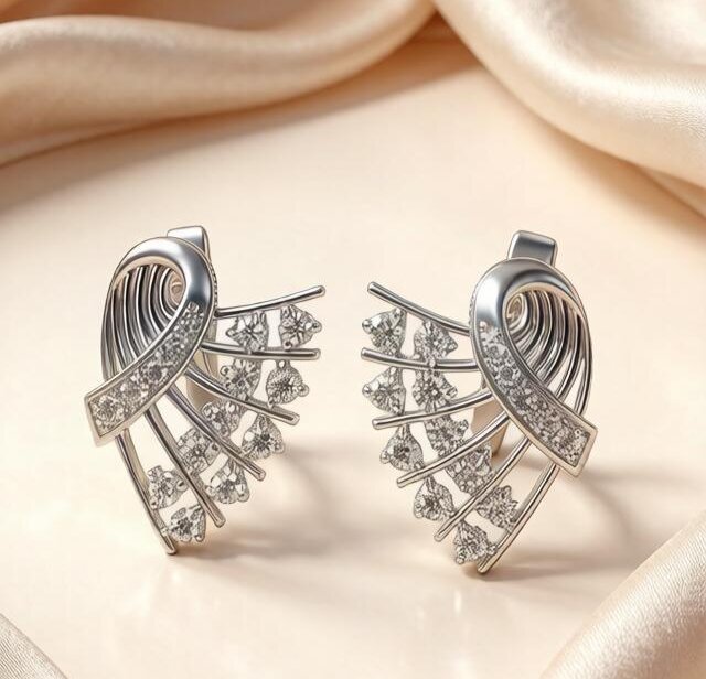 Серьги Эстерелла, серебро, 925 проба, родирование, фианит