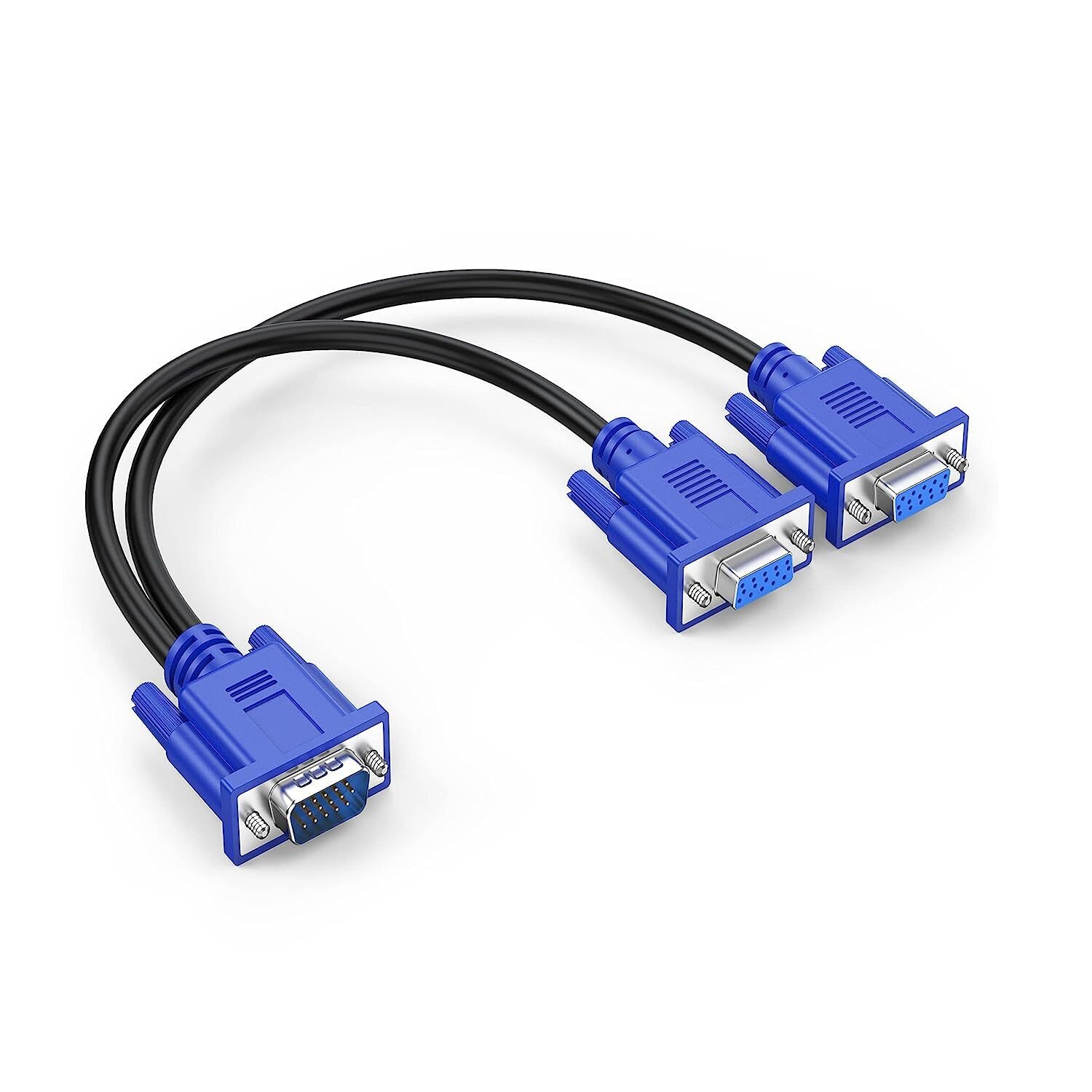 Кабель-разветвитель VGA 1 x папа на 2 x мама, 1080p, синий, для дублирования экрана на монитор, проектор, HDTV