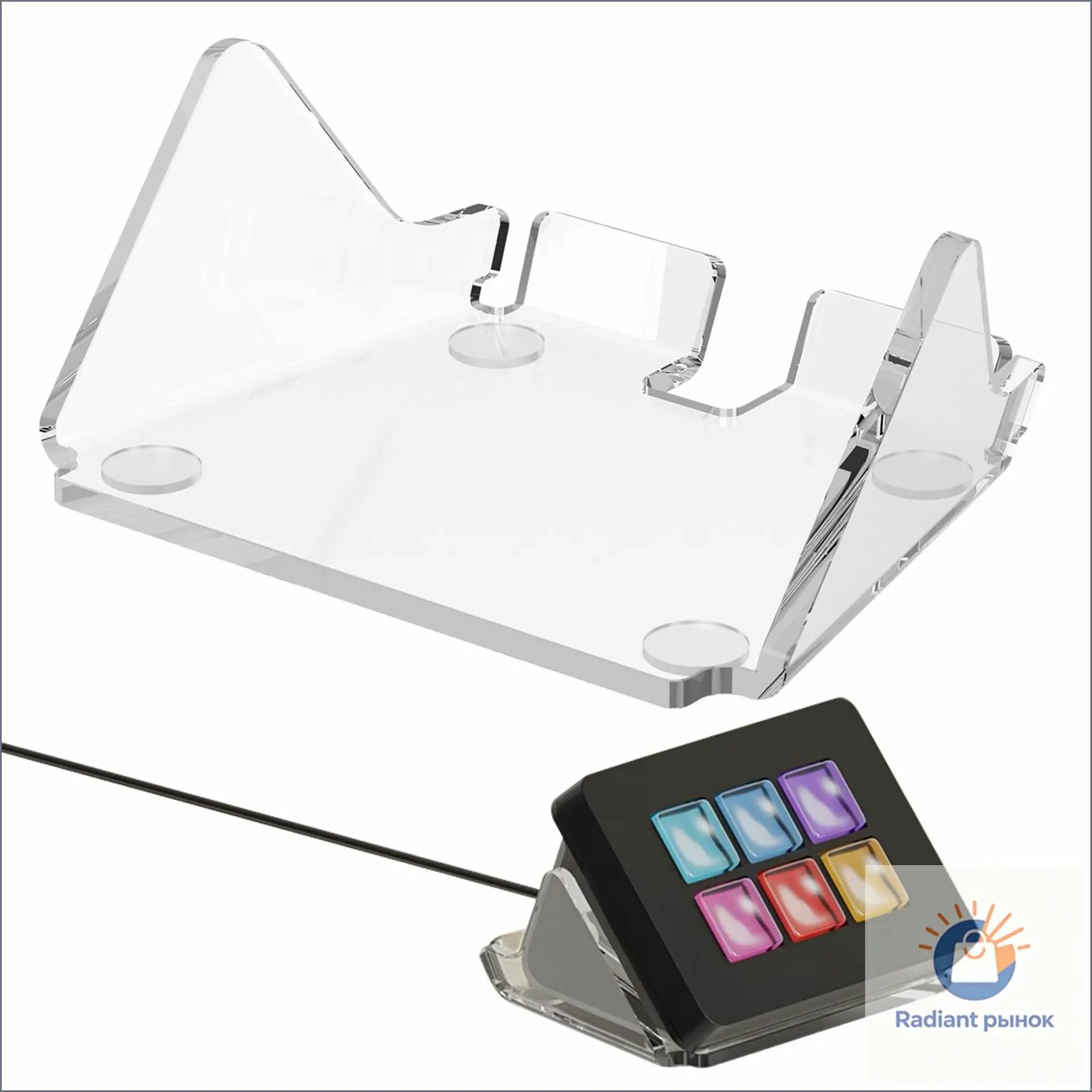 Акриловый стенд для Stream Deck Mini с нескользящими ножками и скруглёнными краями