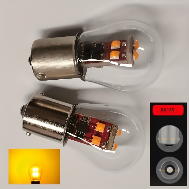 Комплект ламп поворотников и стоп-сигналов BA15S 1156 P21/5W, желтый, 2 шт.