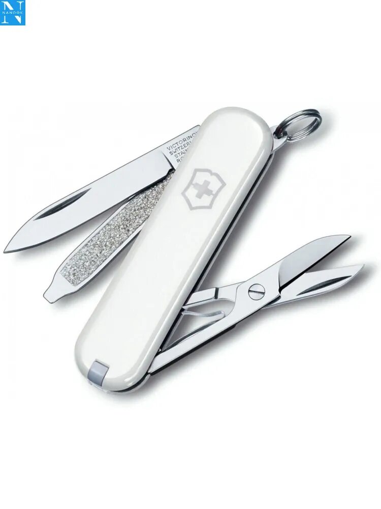 Нож-брелок VICTORINOX Classic SD 0.6223.7G Falling Snow, 58 мм, 7 функций, белый