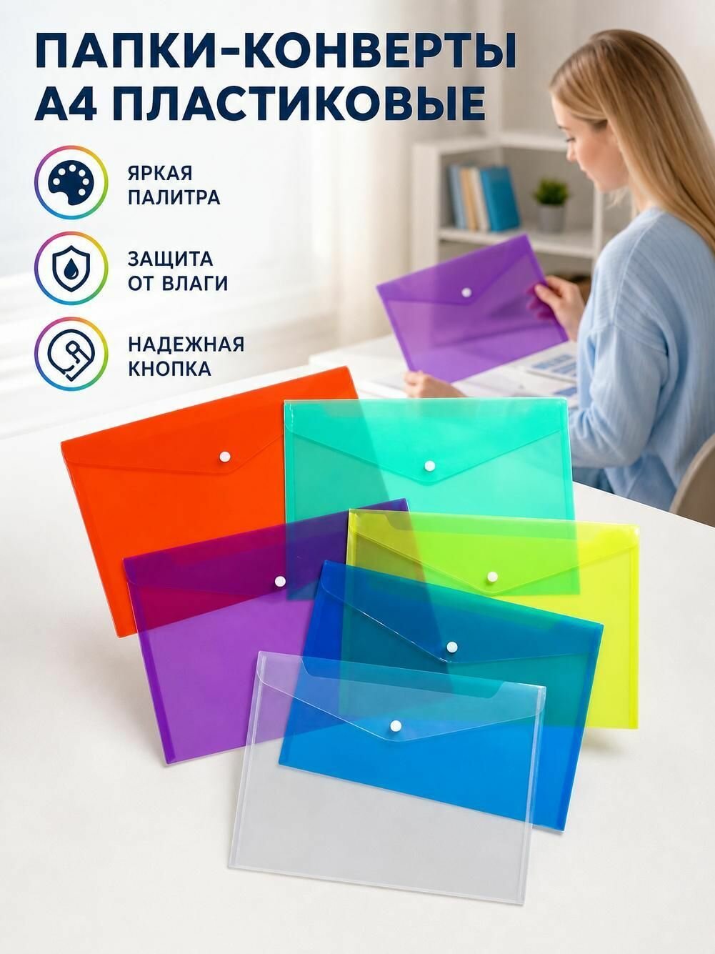 Сумка для документов на 6 шт, водонепроницаемая, хранения квитанций, сертификатов