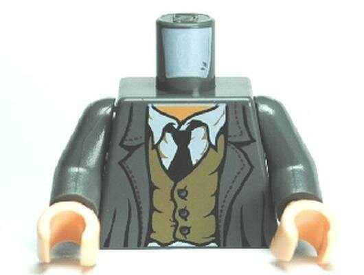 Деталь Lego 973pb0740c01 Torso Harry Potter Jacket with Rumpled Vest and Tie Pattern / Dark Bluish Gray Arms / Light Nougat Hands