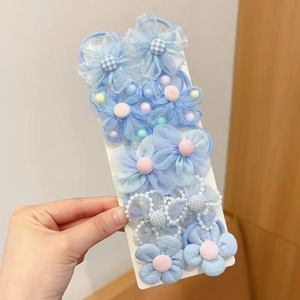 Детские резинки для волос с цветами, набор из 10 шт. Blue