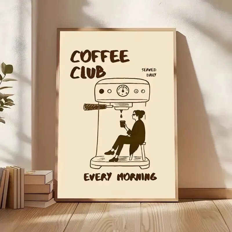 Печать на холсте "Bonjour Dog Coffee" Черный, P23, 30x40cm No Frame