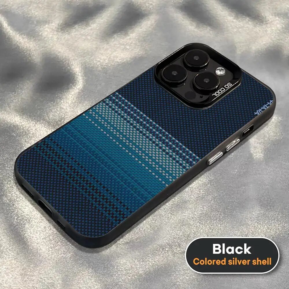 Стильный чехол PITAKA с узором для iPhone 17, 16, 15, 14, 13, 12, 11 Pro Max Plus, черный, серебристый (LMDColor)