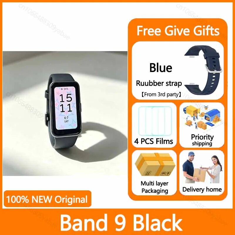 Huawei Band 9 для интеллектуальных упражнений Черный, B Add Blue Strap