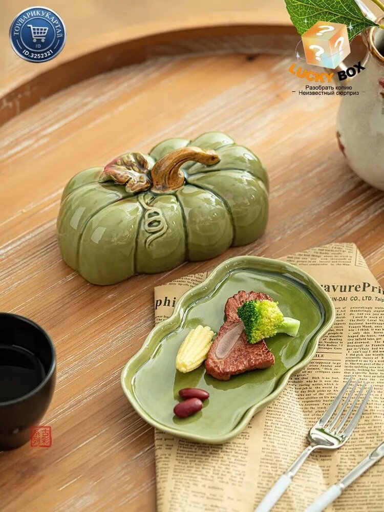 Масленка, сырница Su's Ceramics, зеленая, керамика, фаянс, 600 г — фото 1