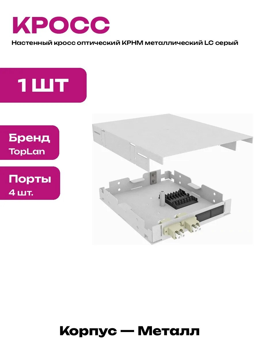 Оптический кросс настенный LC разъем металлический серый