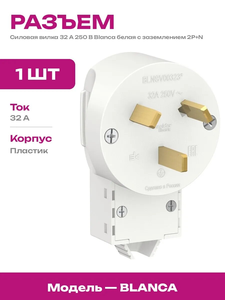 Электрический разъем 32А 250В белый для открытого монтажа