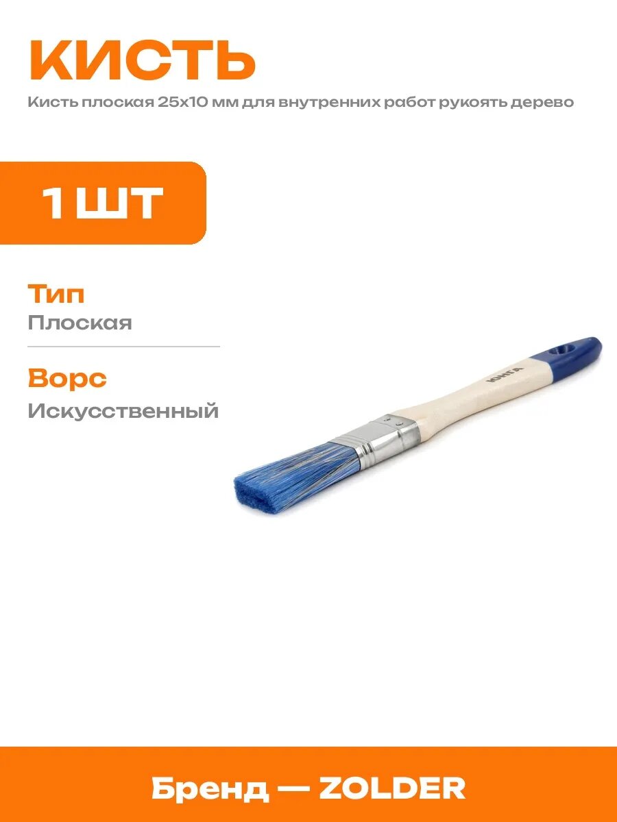 Кисть плоская 25 мм для лака синтетическая узкая малярная