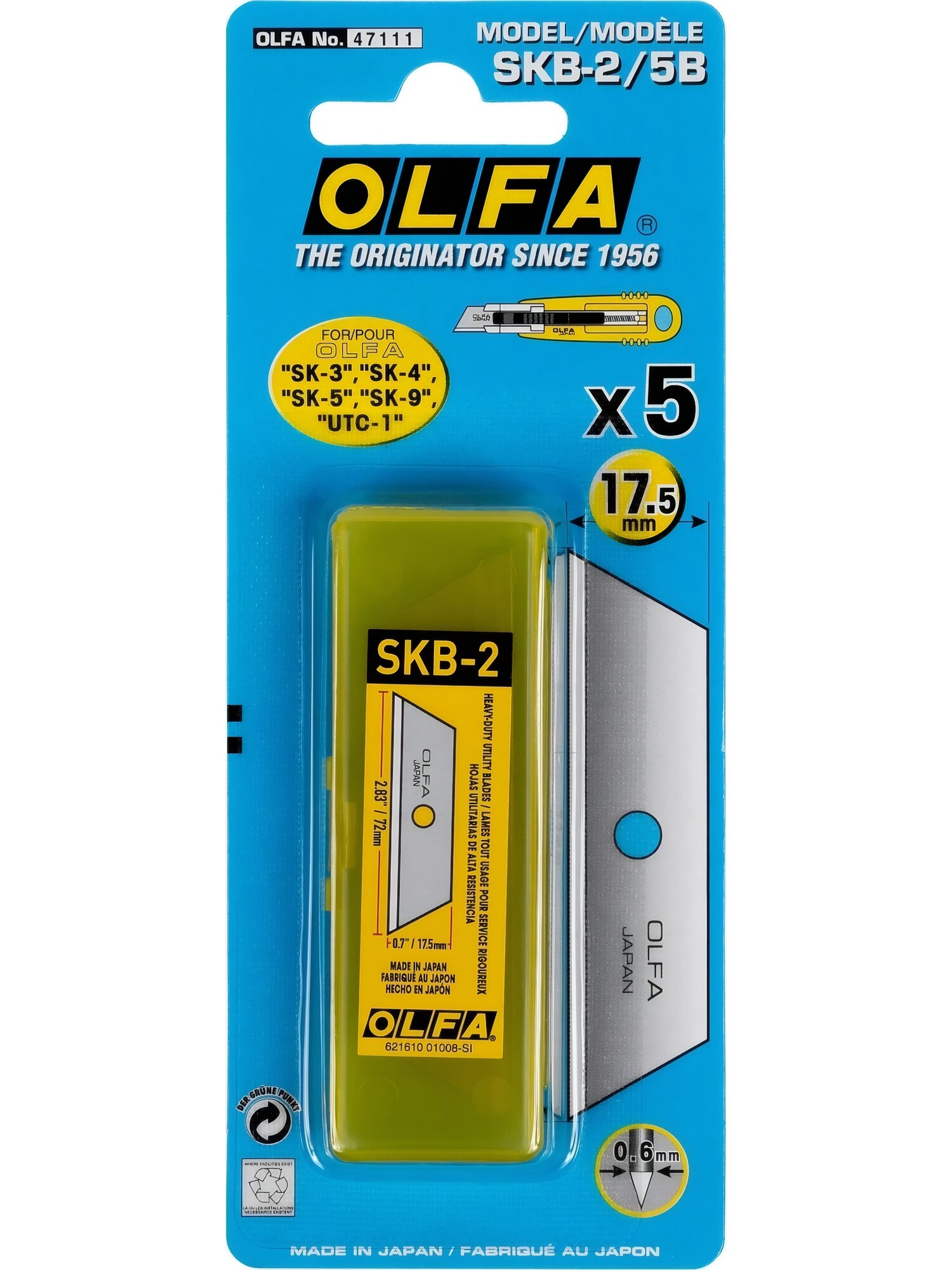 Трапециевидное лезвие OLFA SK-4, 5 шт, 17.5 мм, из нержавеющей стали