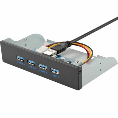 USB-концентратор, планка 5.25 USB-AAAA*3.0 четыре порта Gembird FP5.25-USB3-4A вывод с материнской платы на фронт ПК