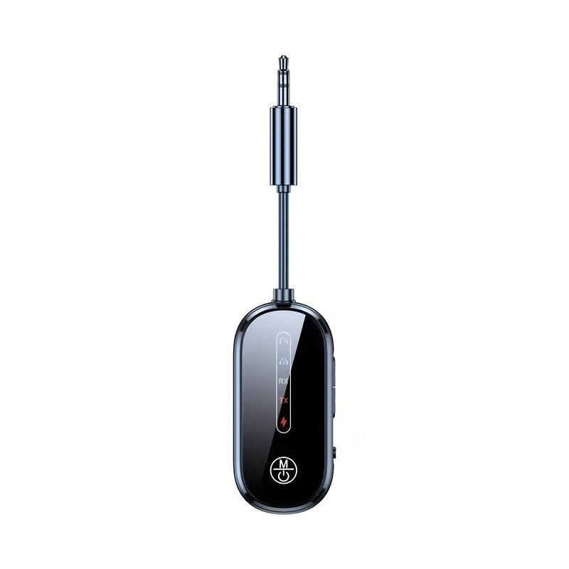 Bluetooth 5.4 автомобильный аудиопередатчик и AUX-приемник 2-в-1, беспроводной музыкальный адаптер для домашней стереосистемы, проводных наушников, аудиосистем и телевизоров, черный