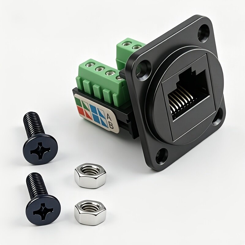 Адаптер RJ45 CAT.5E с фиксированным винтовым отверстием, черный