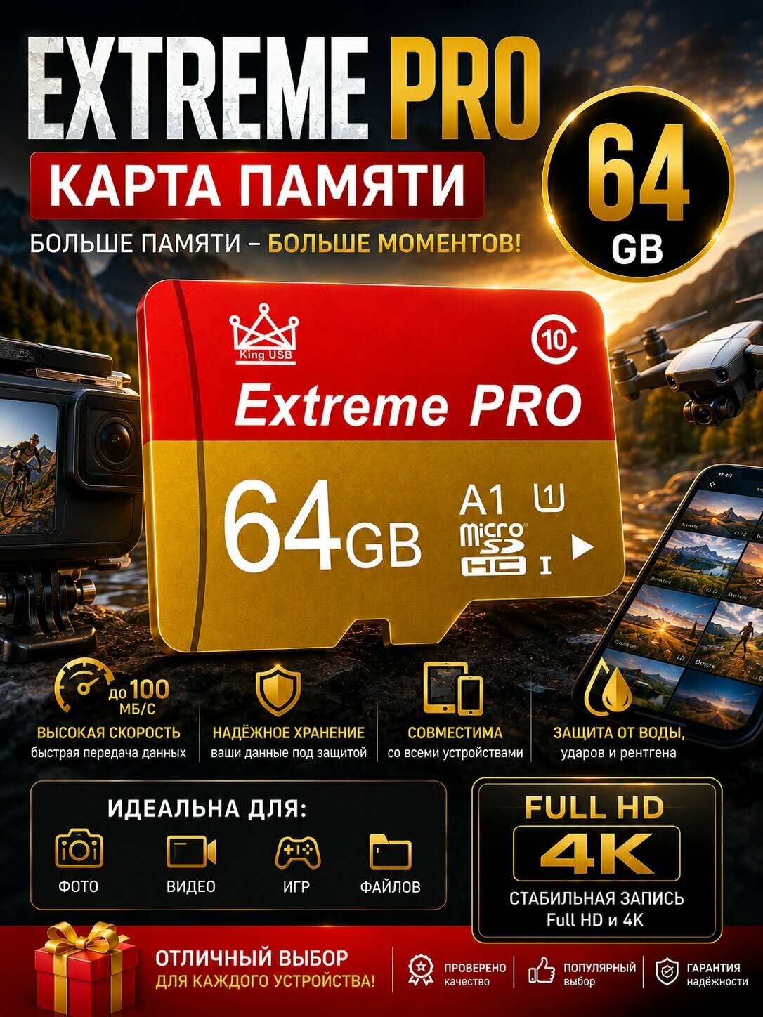 Карта памяти SD Extreme PRO 64 гб