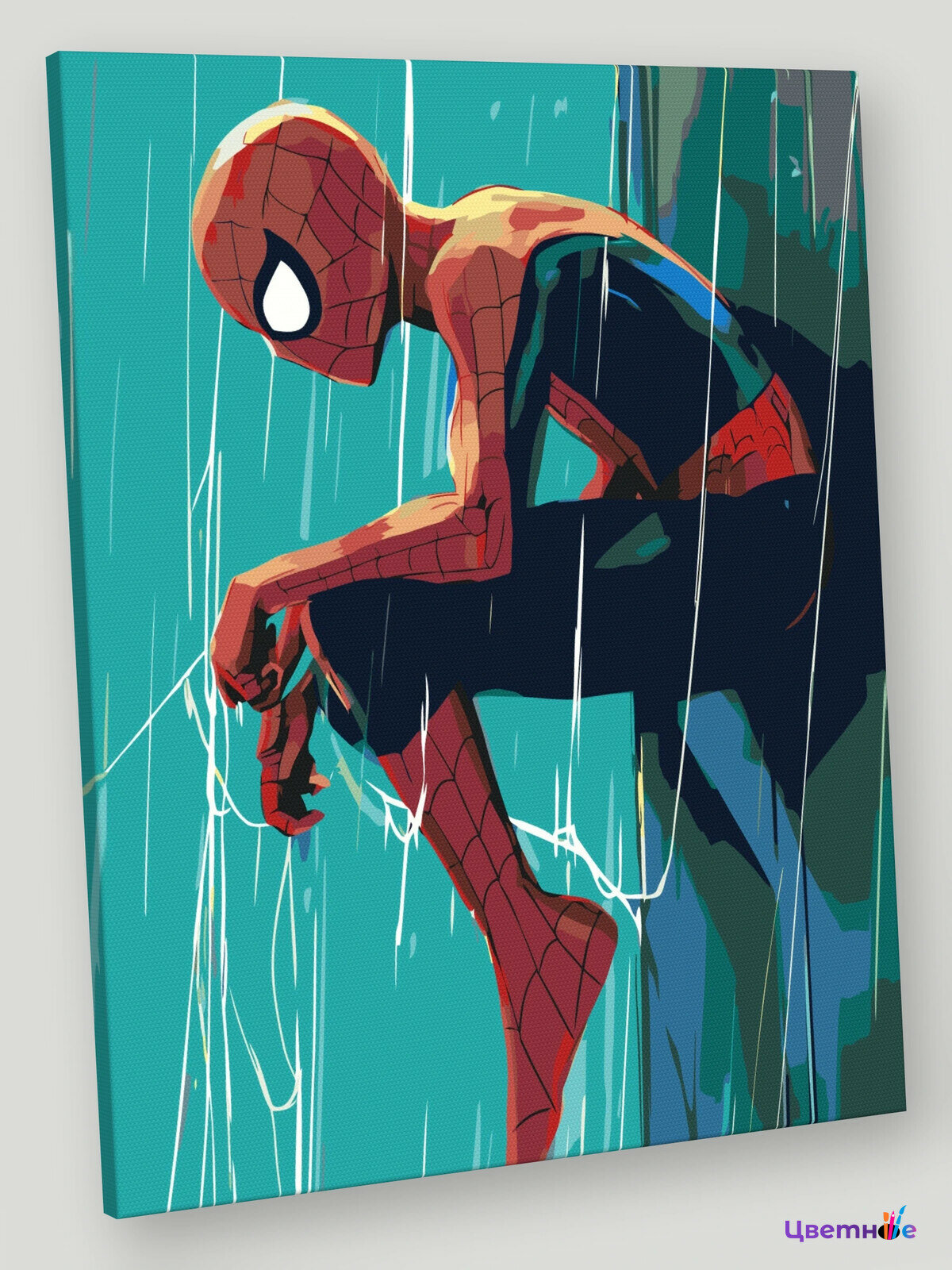 Картина по номерам на холсте с подрамником "Человек паук Spiderman: арт с паутиной" Раскраска 40x50 см, Супергерои Кино