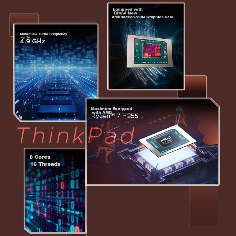 Lenovo ThinkPad E14 тонкий и легкий ноутбук черный процессор Ryzen R7-H255 32 ГБ ОЗУ 1 ТБ SSD офисный ИИ-ПК