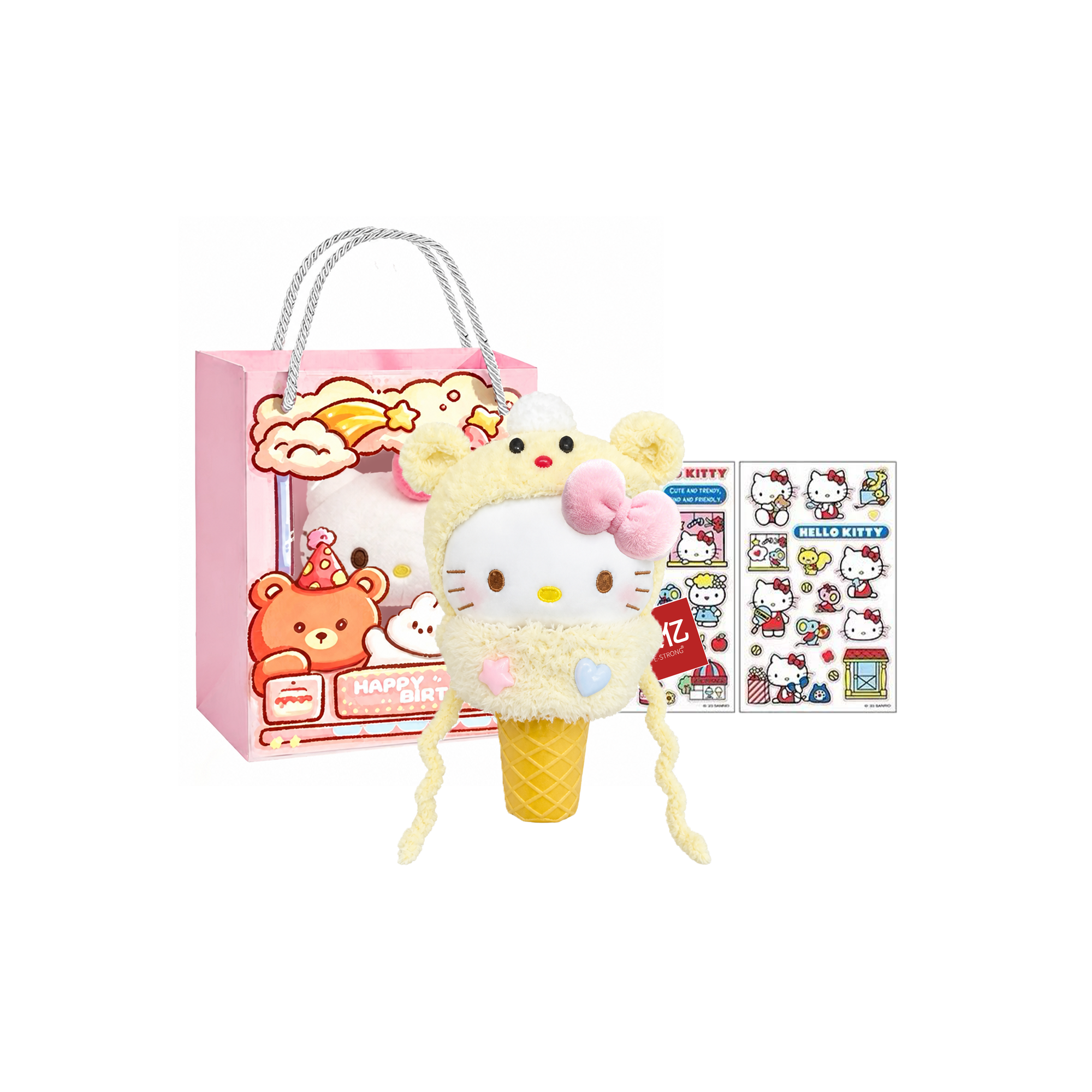 E-STRONG x Sanrio Кукла Hello Kitty KT Летняя коллекция Милый и симпатичный Плюшевые брелки 10 см