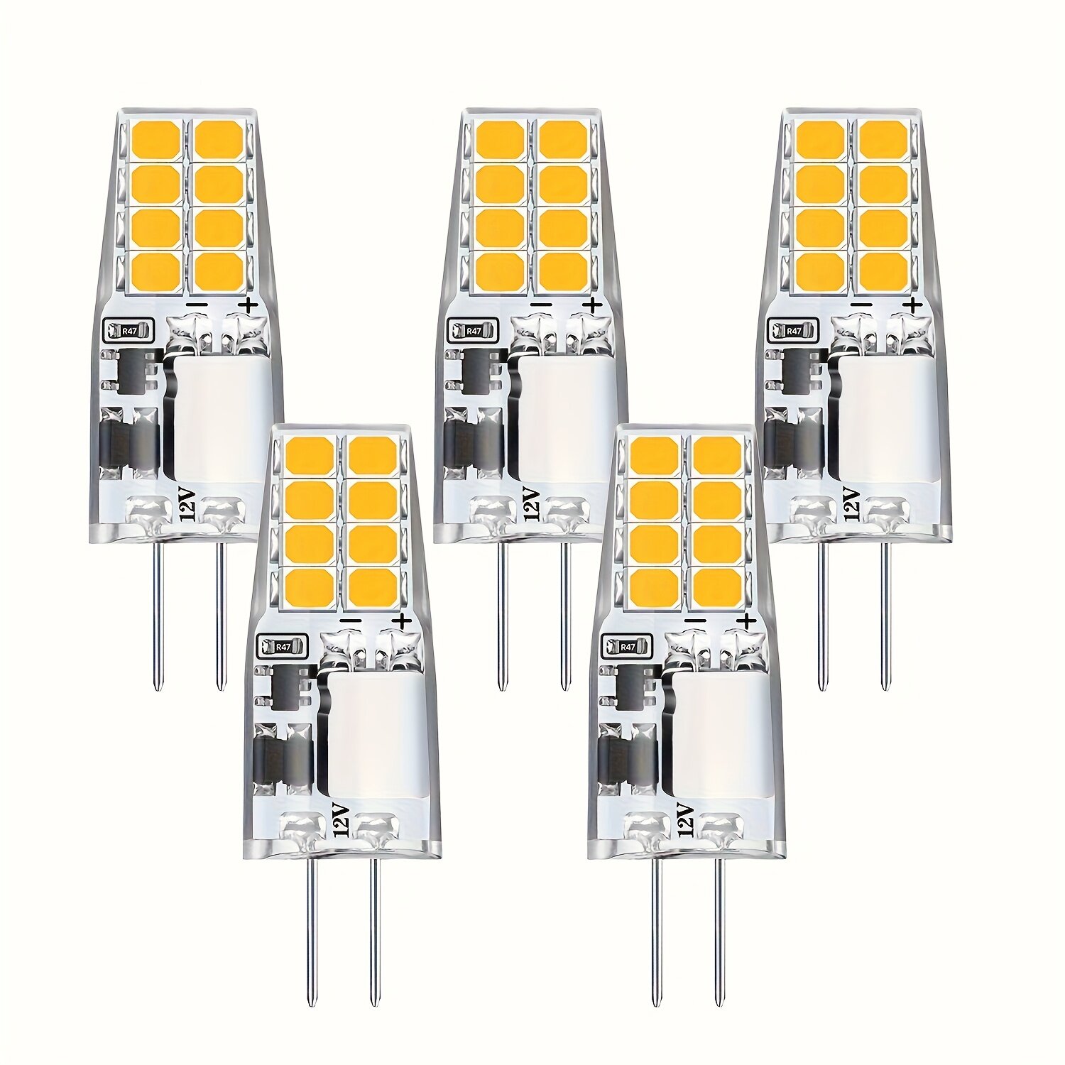 Лампа LED G4 2W 16 диодов, 12V AC/DC, цоколь G4, теплый белый 2700K, 5 шт.