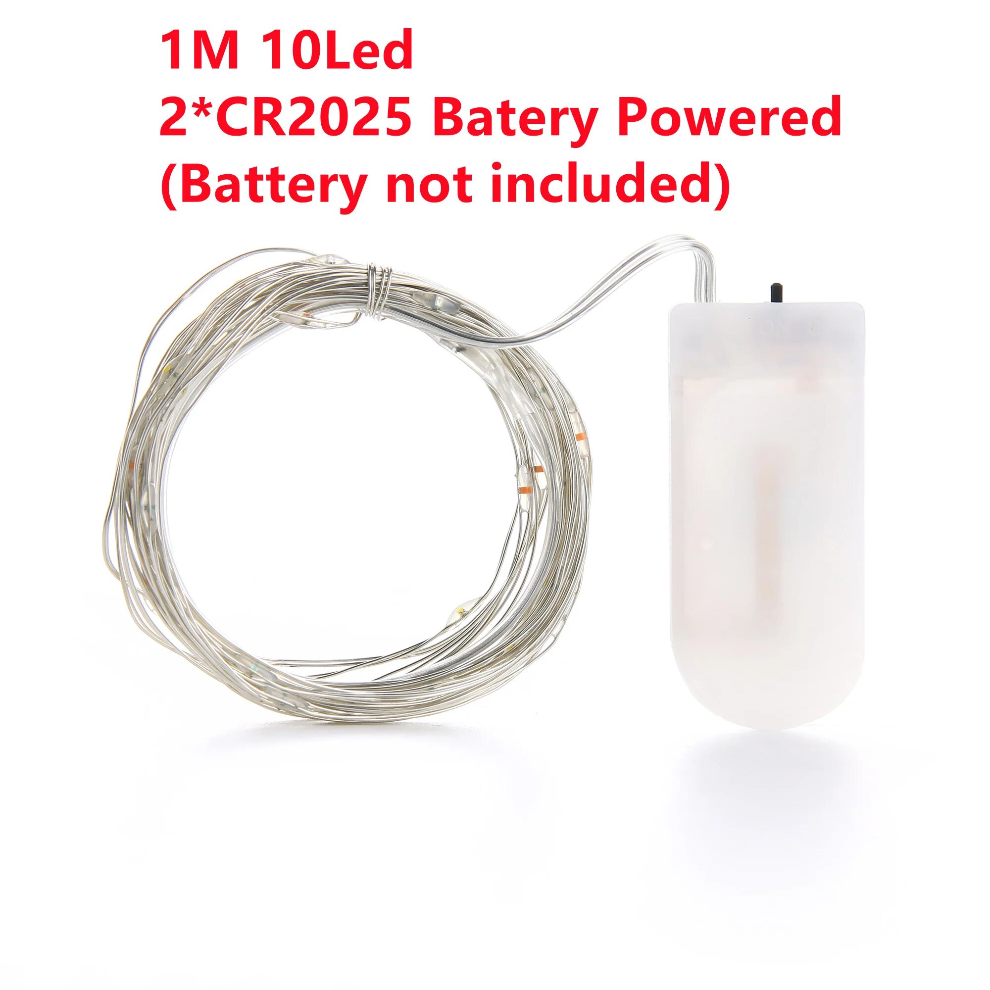 LED Гирлянда 10 метров Медную Проволоку 1M 10LED CR2025, Warm White