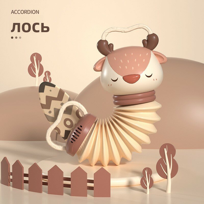 Развивающая игрушка "Животные леса", гармошка, от 0 мес, 3 дизайна, 4 мелодии, 6 эффектов