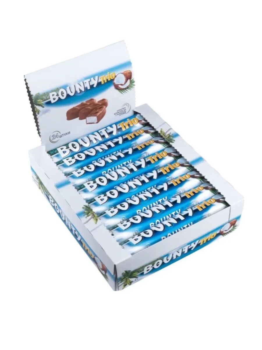Bounty Шоколадный батончик Баунти Трио, 82,5 гр, 24 шт