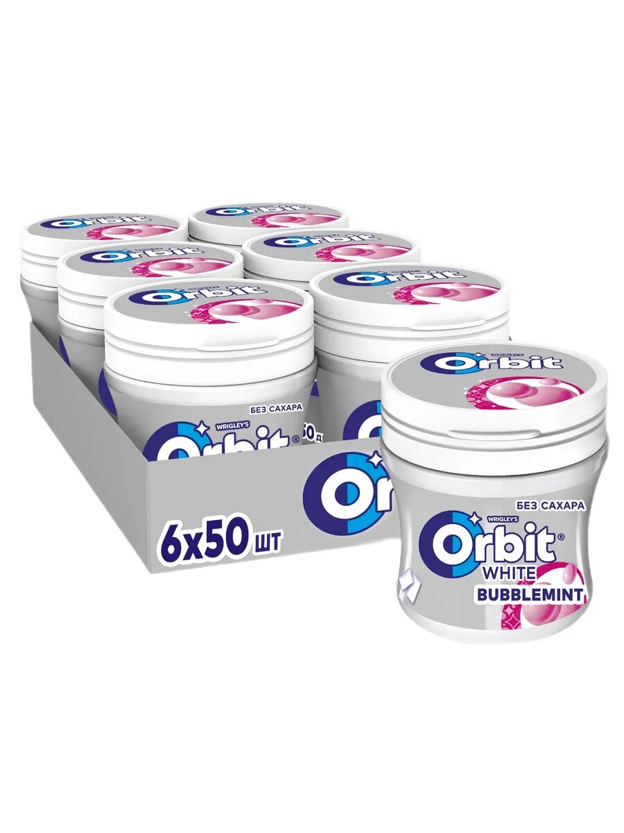 Orbit Жевательная резинка White без сахара, 6 шт по 68 г