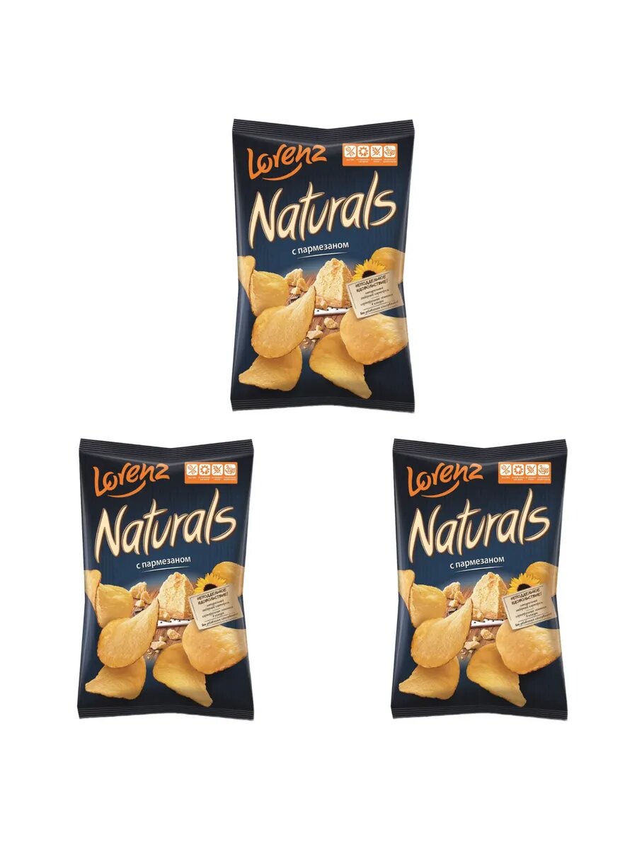 Naturals Картофельные чипсы с пармезаном, 3 шт 100 г