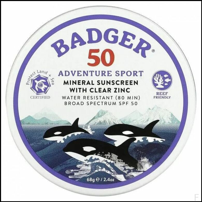 Минеральный солнцезащитный крем Adventure Sport с прозрачным цинком SPF 50, 68 г, качественный продукт Badger Company без запаха минеральный крем прозрачный цинк