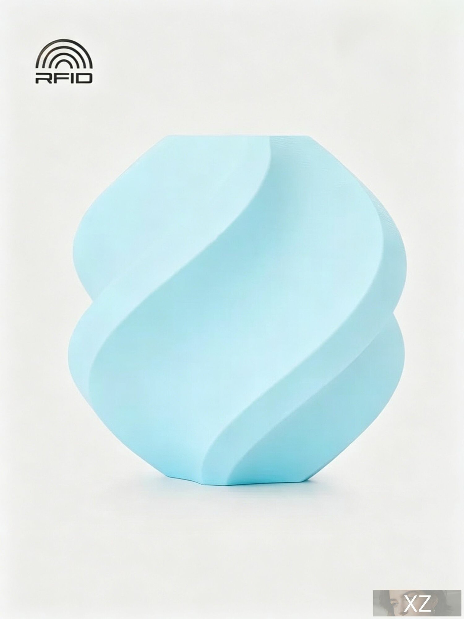 BambuLab PLA Pure, пригодный для контакта с пищевыми продуктами, RFID, 1 кг, матовый, snow mountain blue 17600, с лотком