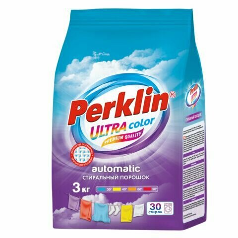 Порошок стиральный автоматт 3 кг PERKLIN ULTRA Color, улучшенная формула, универсальный, 700606