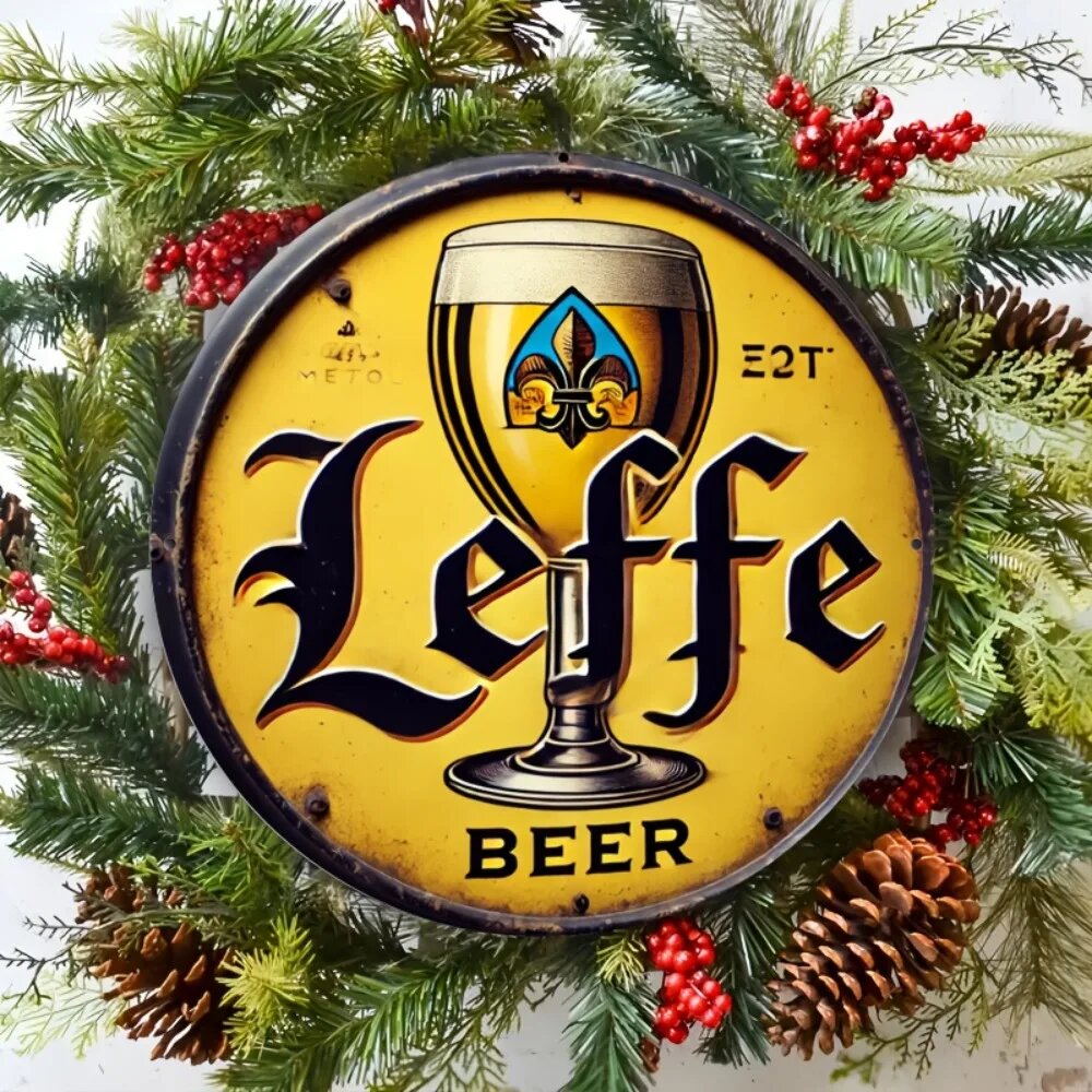 Металлическая винтажная табличка Leffe для декора бара или кухни в стиле рустик, с изображением бельгийского пива