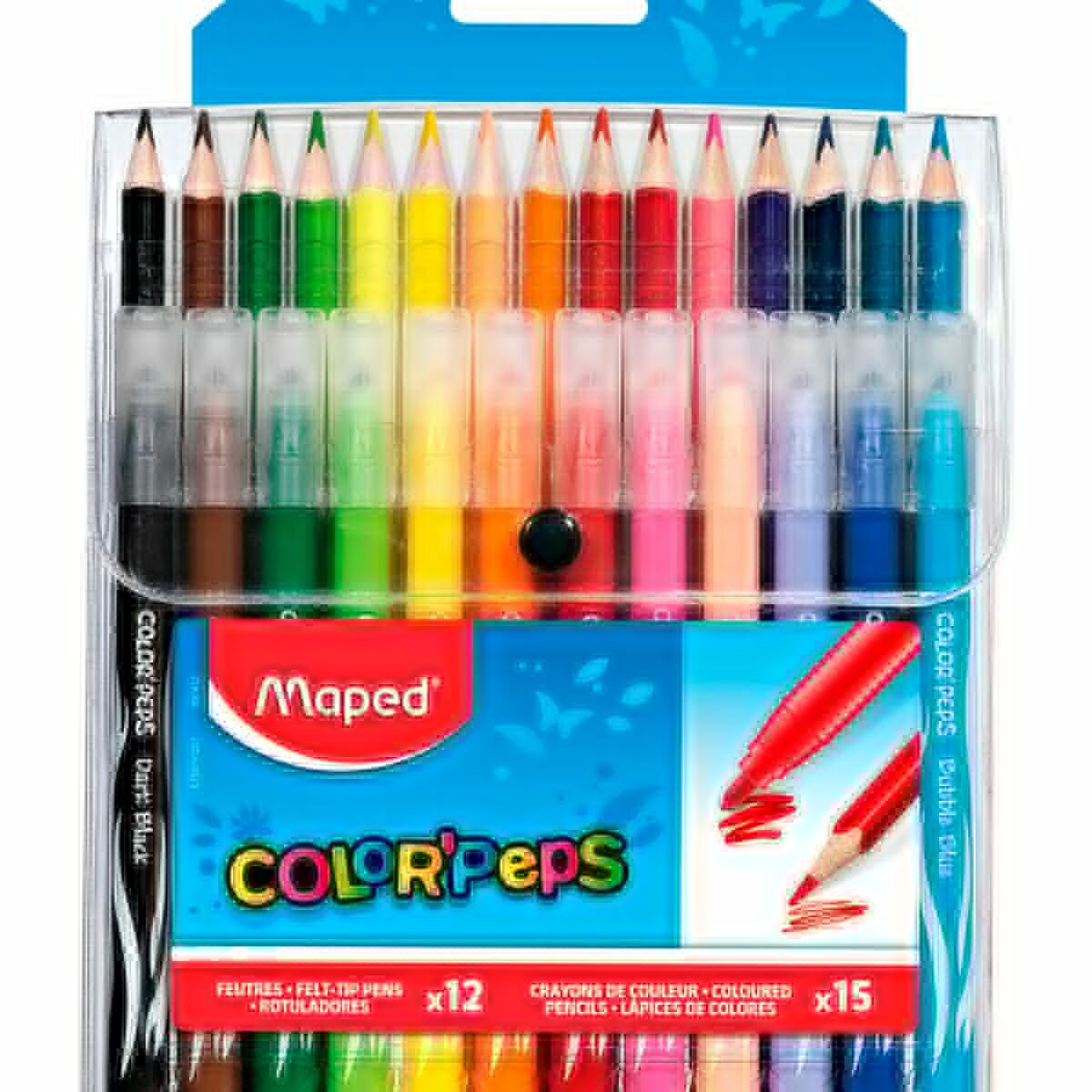 Набор для творчества Maped Color'Peps Kit, 12 фломастеров, 15 цветных карандашей, футляр (897412)