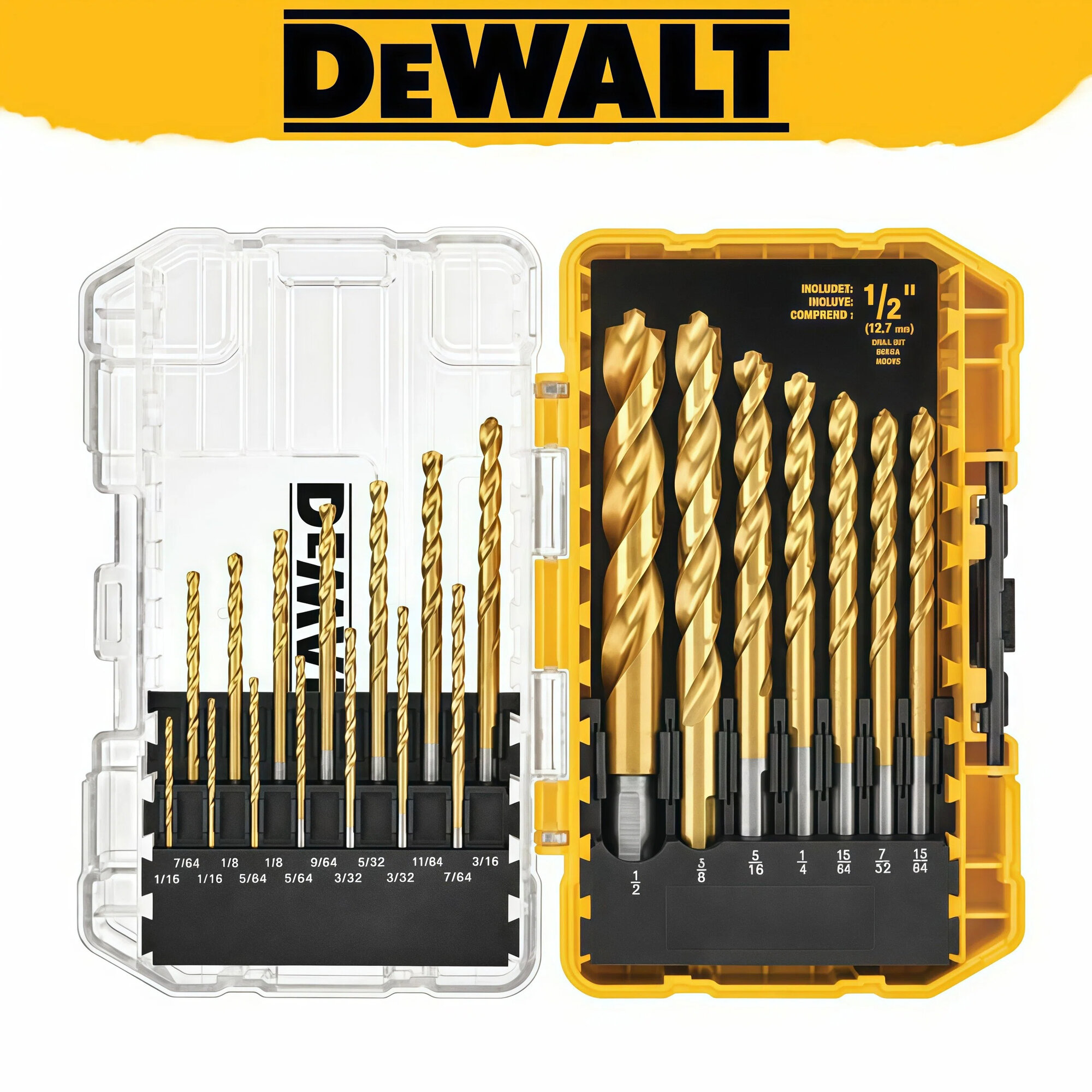 Набор титановых сверл DEWALT DW1361, 21шт, длина 100мм, в кейсе
