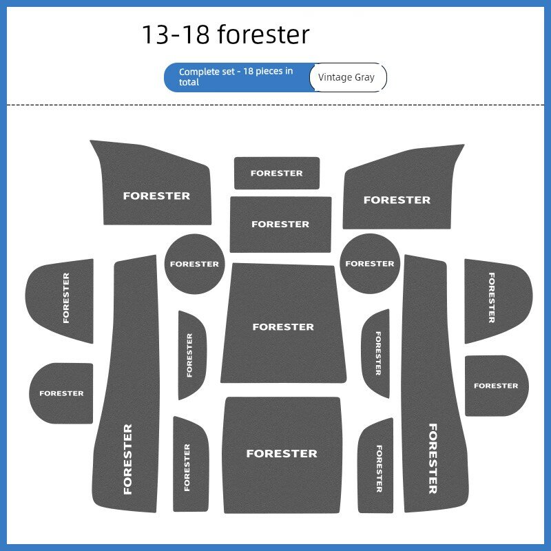 Полный набор автомобильных вставок для дверей Subaru Forester 2013-2018, ретро серый, 18 штук для интерьера авто