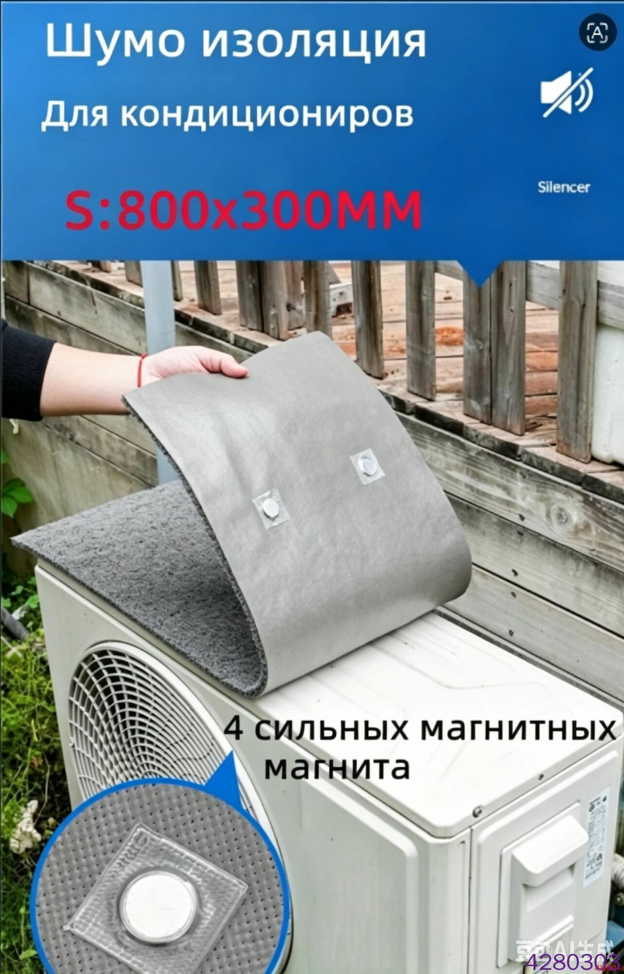 Непромокаемый защитный чехол для наружных блоков кондиционеров, защита от шума и брызг, универсальный, 80х30см наружный блок от шума для кондиционера