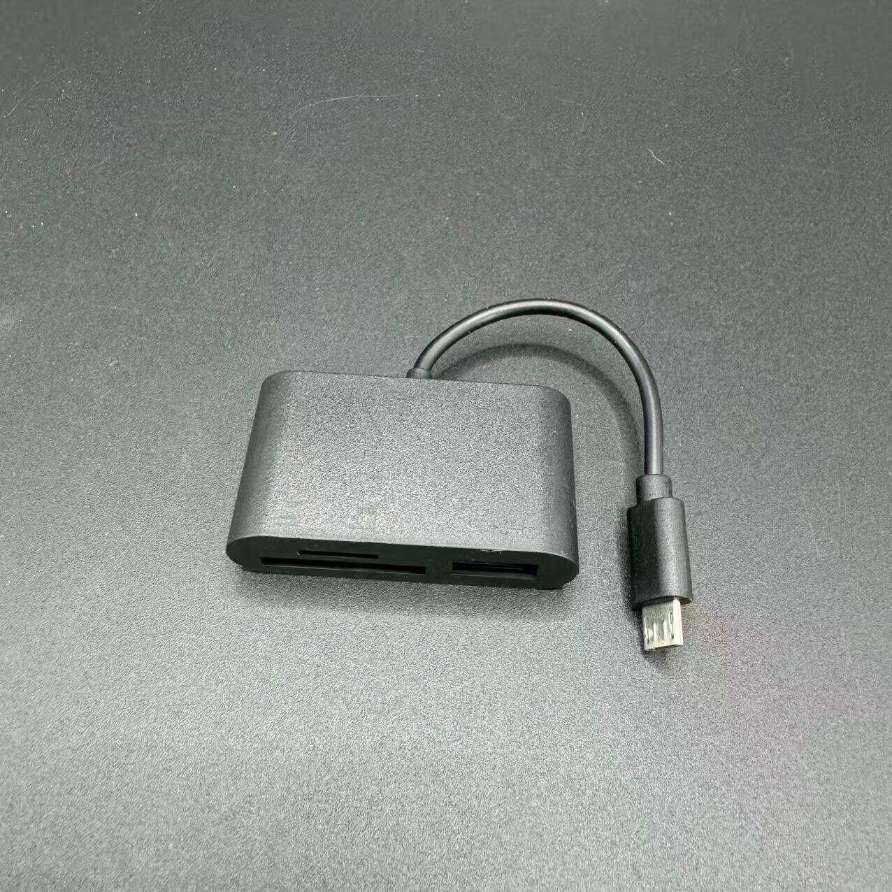 Картридер USB-C 3-в-1 для SD и TF карт, высокоскоростной компактный адаптер, черный, 5 см