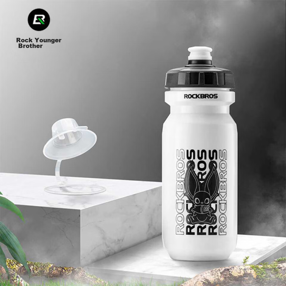 ROCKBROS Cycling Water Bottle, Mountain And Road Bike Sports Water Cup, Bicycle Accessories, Cycling Equipment, Rabbit - Black And White