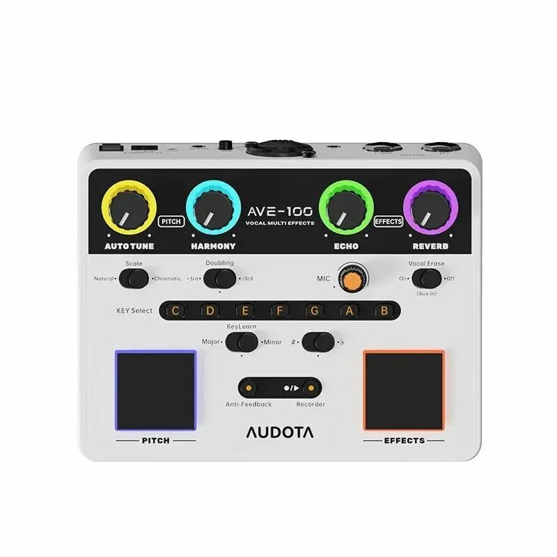 Процессор Audota AVE-100 Vocal Multi-Effects, коррекция высоты, гармония, реверб и эхо вокальная педаль
