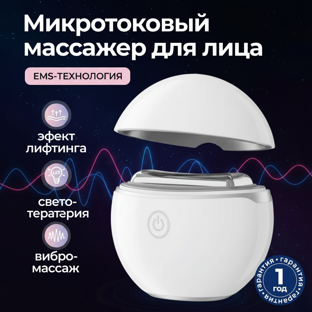 Массажер для лица Yamaguchi Face Lifting EMS, светотерапия, лифтинг, белый