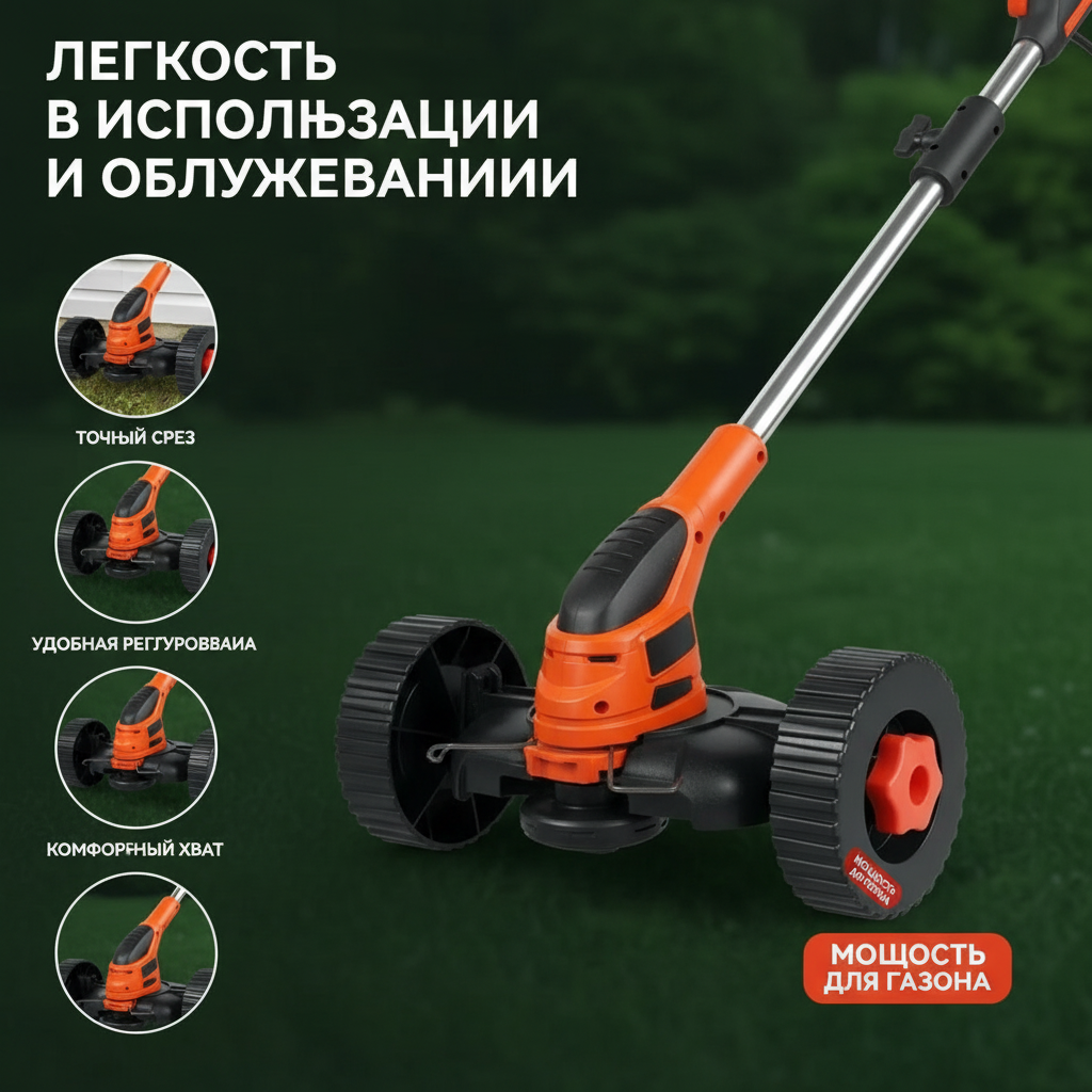 Колесная самоходная электрокосилка 31 см черный пластик сбор травы