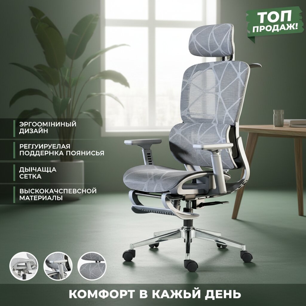 Кресло H909 Gery HICHAIR С Регулируемым Подголовником И 3D Регулировками