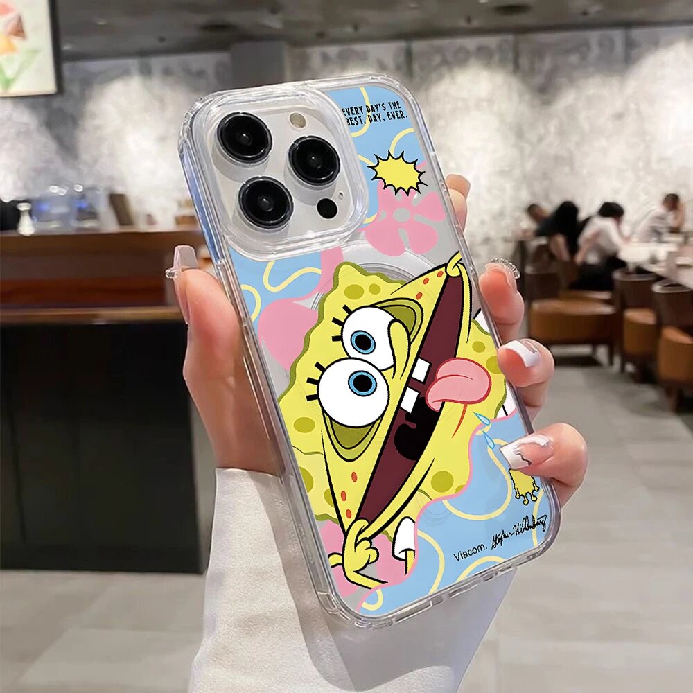 Чехол для iPhone 16 Pro с Губкой Бобом, прозрачный, EHYCX-21Y603137X2