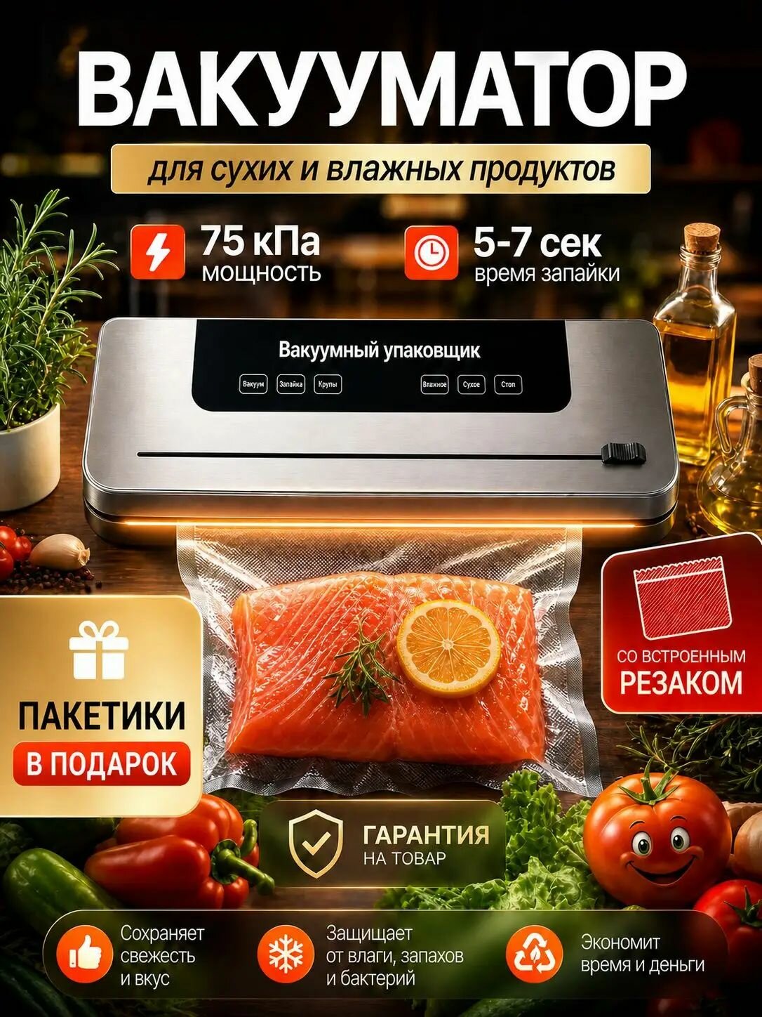 Вакууматор для продуктов с резкой-ml