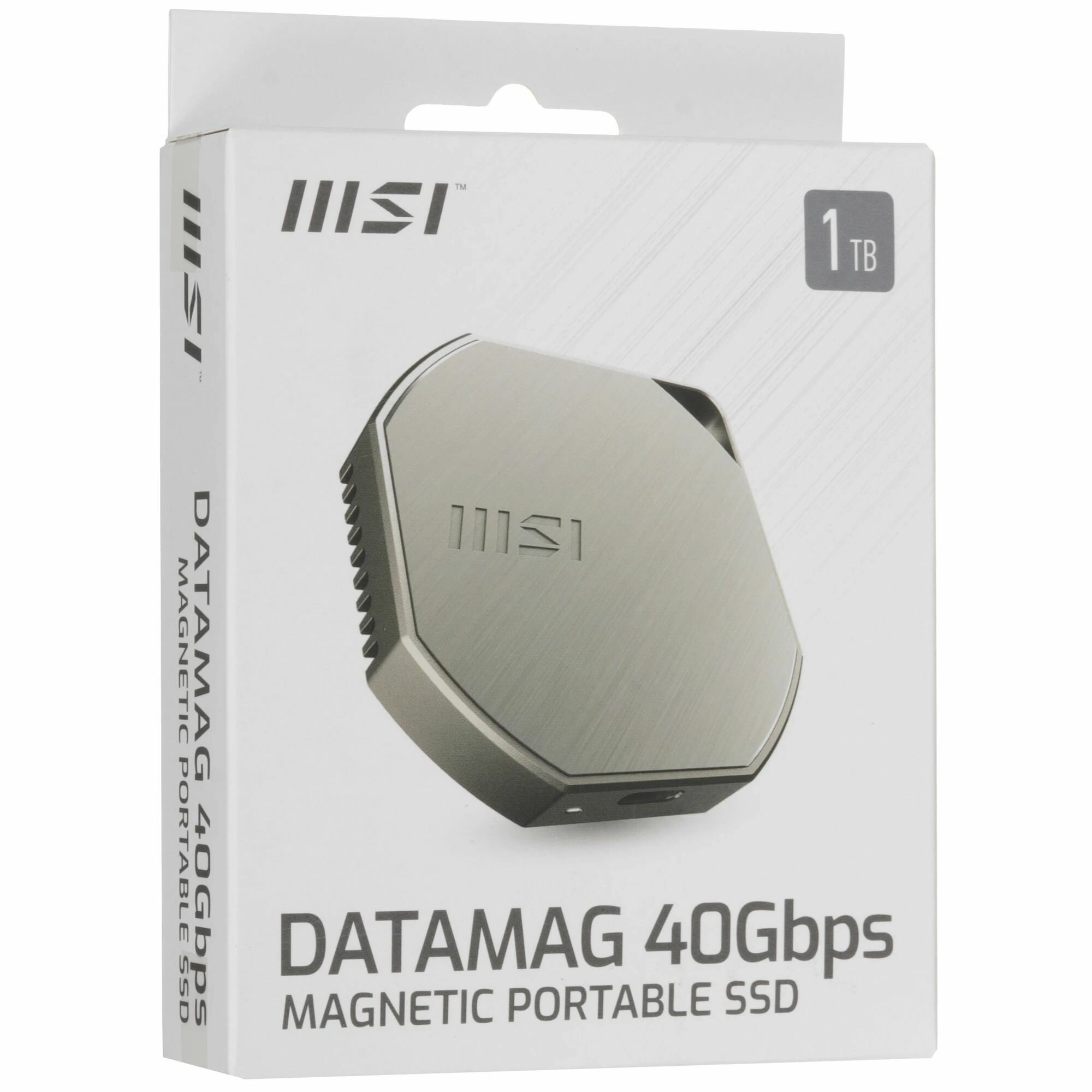 MSI 1 ТБ Внешний SSD-диск 1024 ГБ Внешний SSD MSI DATAMAG (S78-440L3B0-P83) (S78-440L3B0-P83), USB 4, чтение - 4000 Мб/с, запись - 3600 Мб/с, Металл, серый