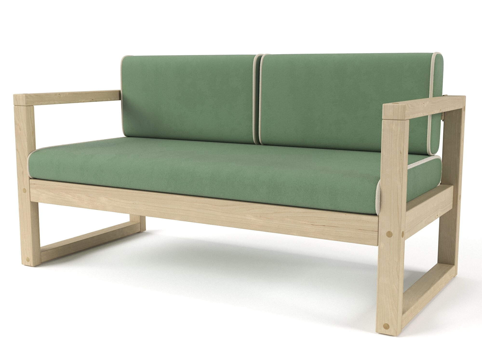 Диван кушетка Soft Element Август Green, массив дерева, велюр, стиль скандинавский лофт, на кухню, садовый диван на дачу, для салона красоты