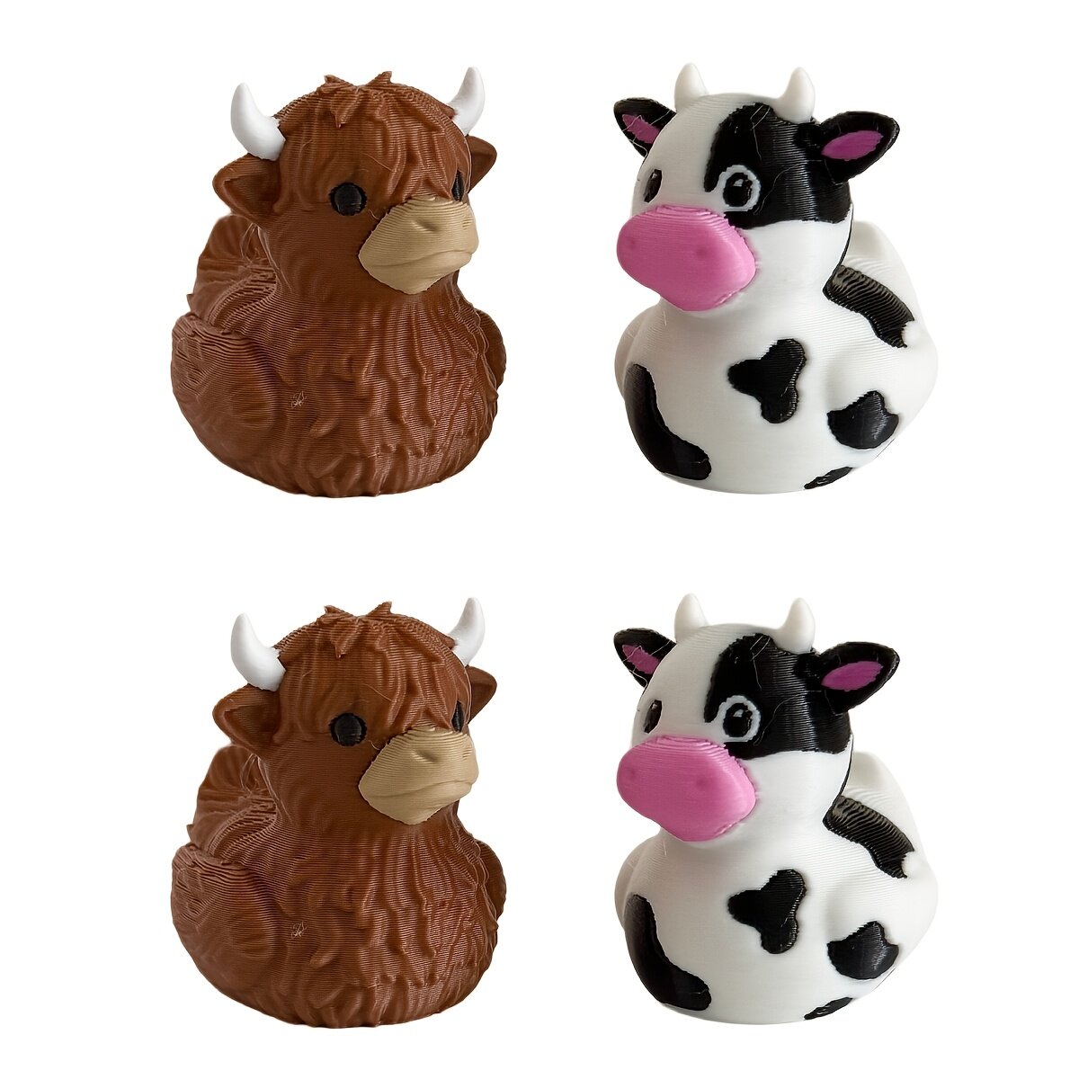 Набор 4 шт. 3D-печатные миниатюрные фигурки Highland Cow и корова, 4 см, декомпрессионные игрушки, декор для стола, подарки