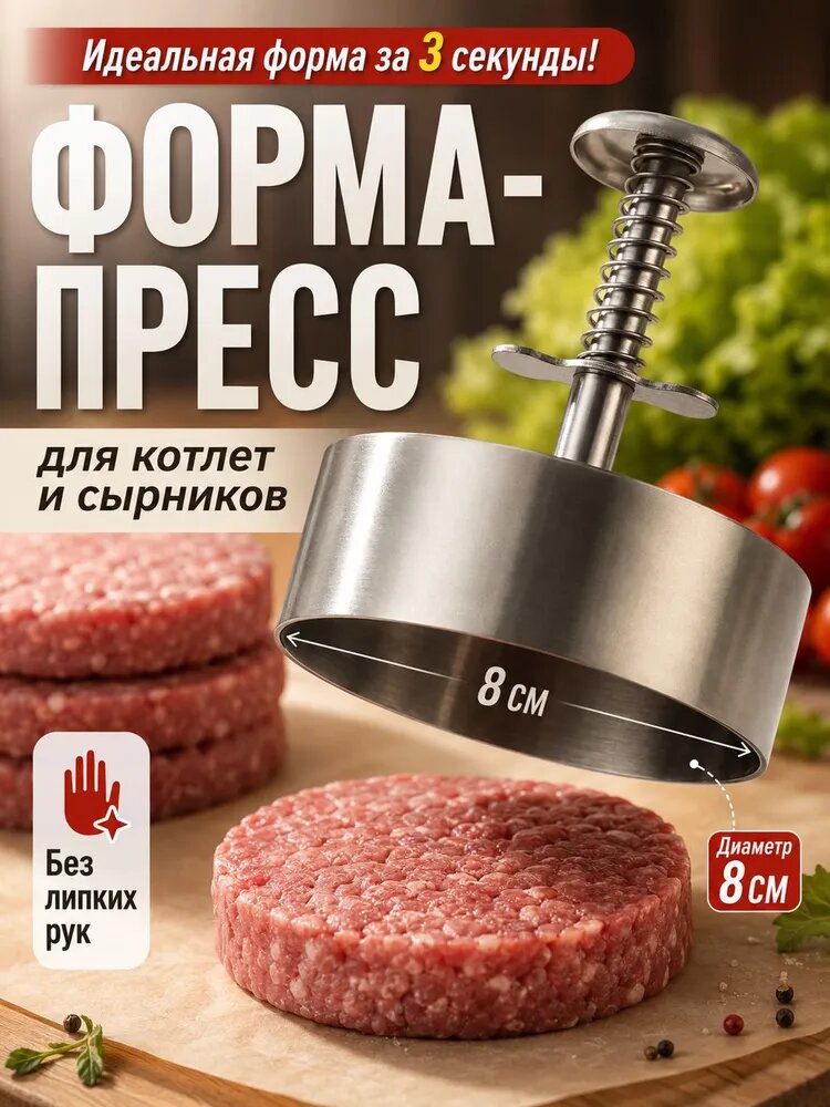 Пресс для бургера 1 шт, 8 см, длина 8 см